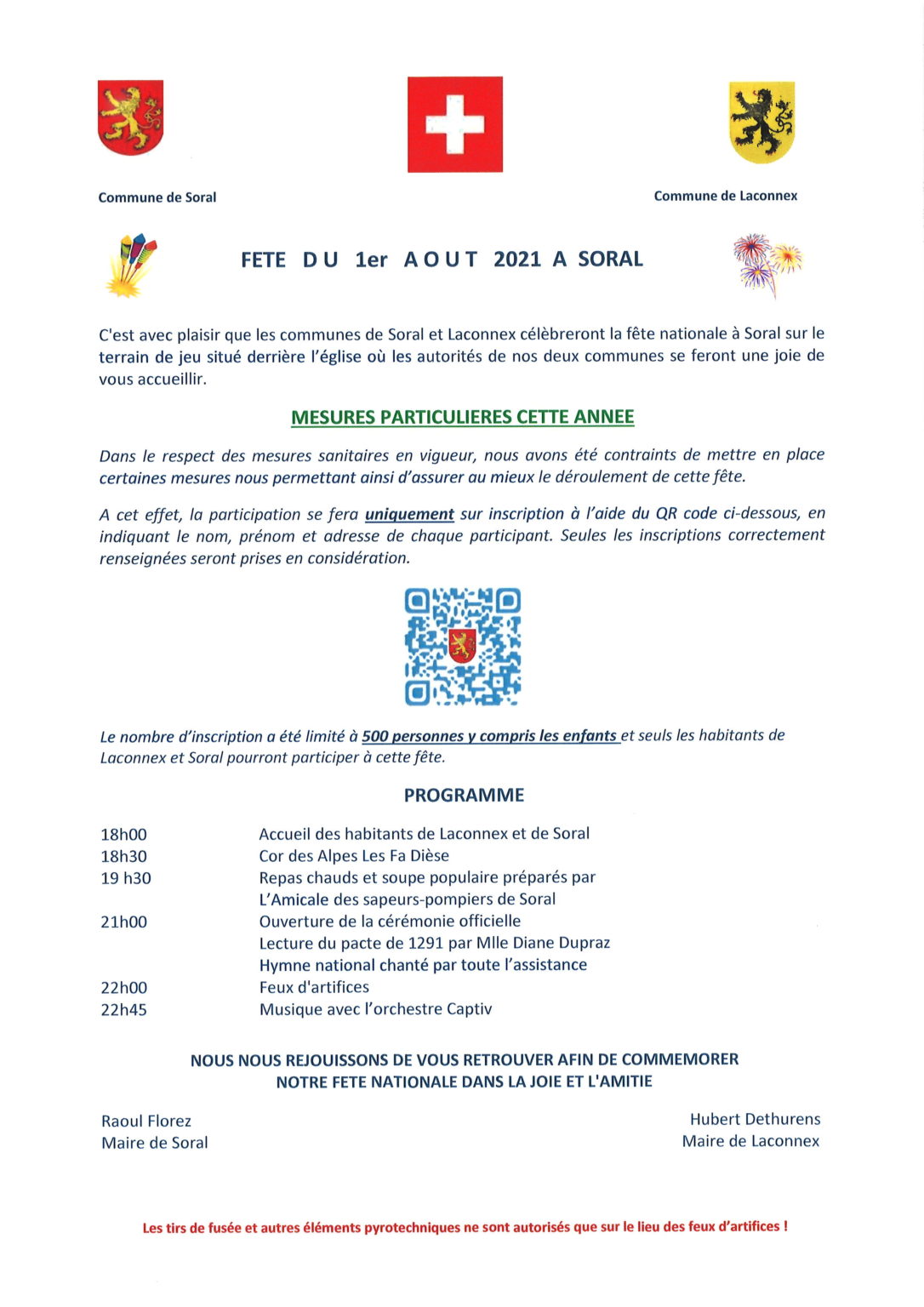 Fête du 1er août à Soral — Commune de Laconnex • Canton de Genève